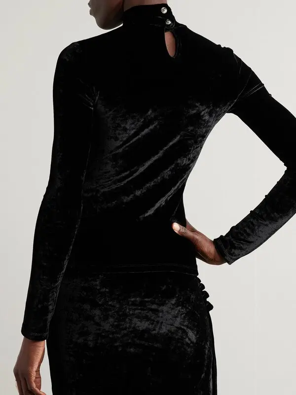 Rabanne Embellished Velvet Turtleneck Top