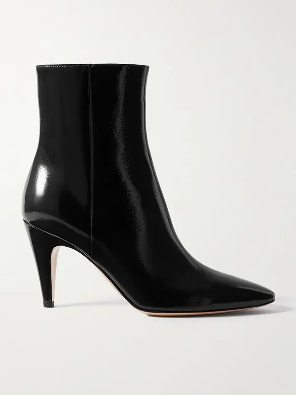 GIANVITO ROSSI Amelia 80 Glossed-leather Ankle Boots - Black