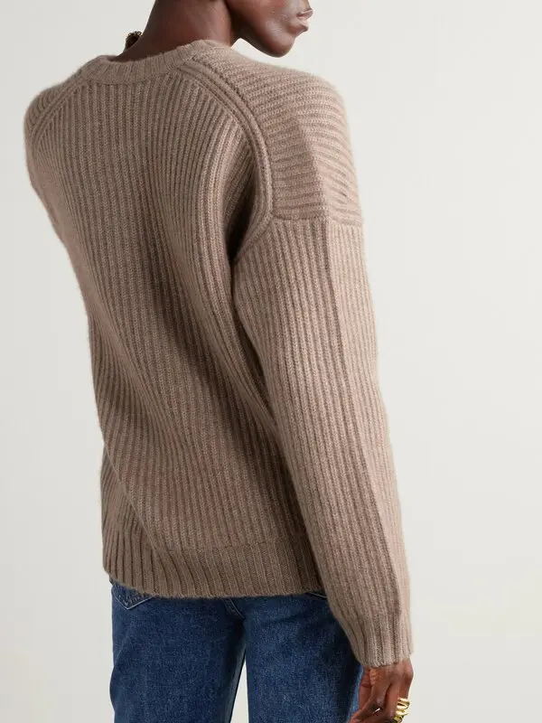 Khaite Manuela Ribbed Cashmere Sweater - Brown