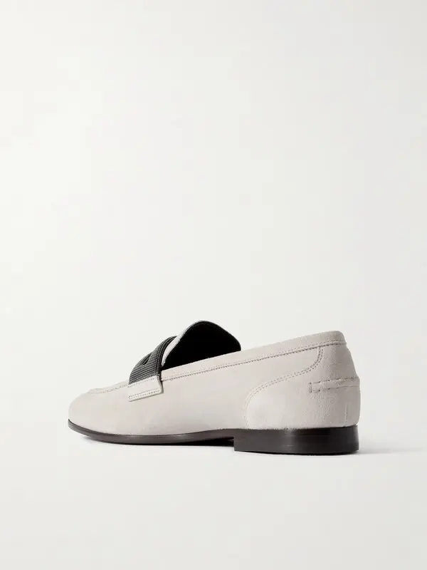 Brunello Cucinelli Bead-embellished Suede Loafers
