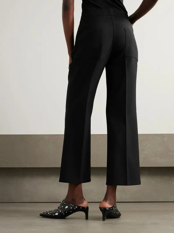 JIL SANDER Cropped Wool-crepe Flared Trousers