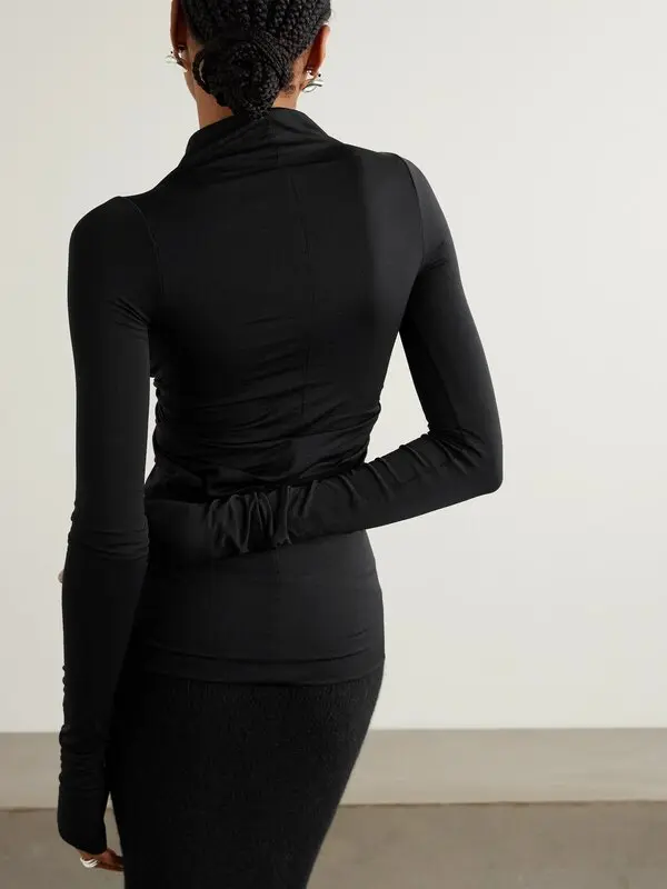 Rick Owens Cutout Ruched Stretch-jersey Top