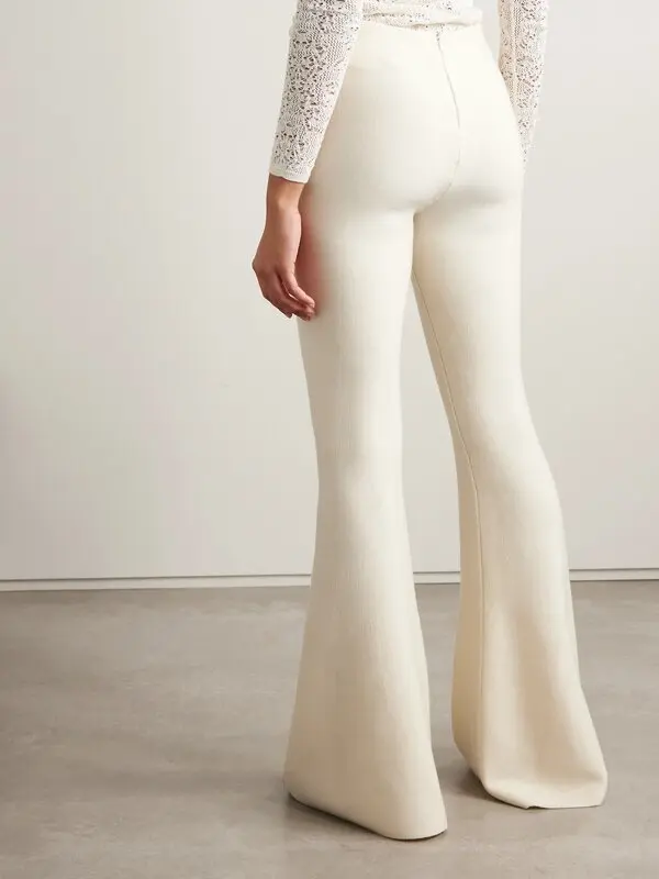 Gabriela Hearst Ayala Flared Wool And Cashmere-blend Knit Pants - Ivory