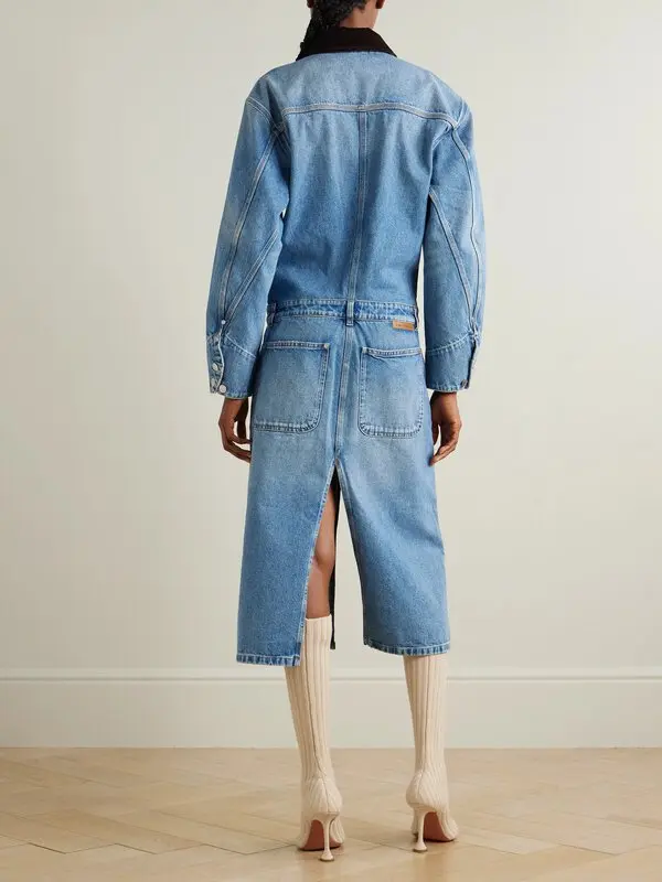 Stella McCartney Corduroy-trimmed Denim Dress