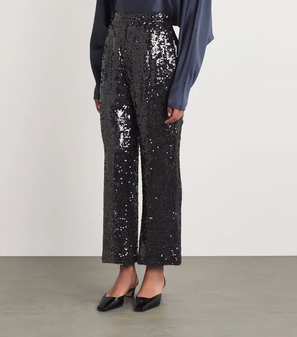 Lapointe Sequin Pleated Tapered Trousers