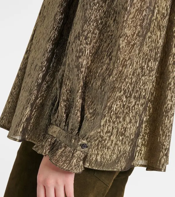 Chloé Ruffled Lame Silk-blend Blouse