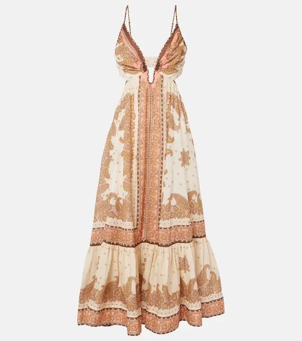 Zimmermann Maxine Paisley Ramie Midi Dress - Multicoloured