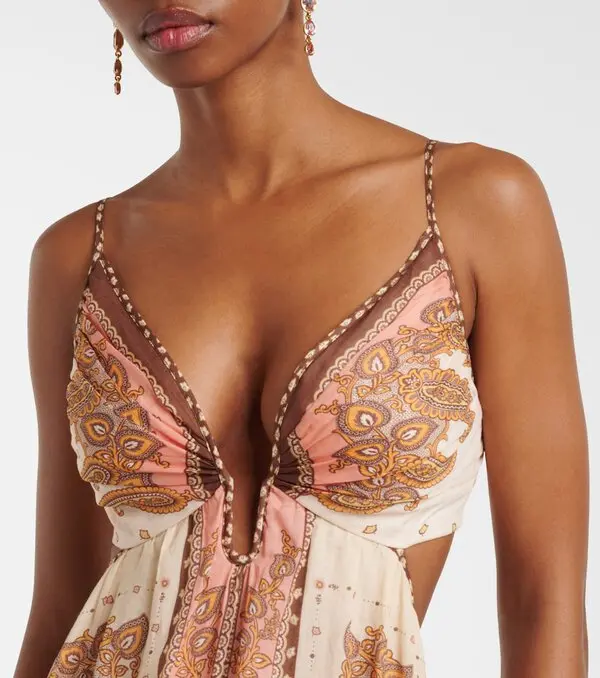 Zimmermann Maxine Paisley Ramie Midi Dress