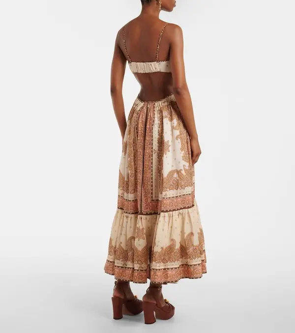 Zimmermann Maxine Paisley Ramie Midi Dress