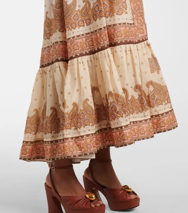 Zimmermann Maxine Paisley Ramie Midi Dress