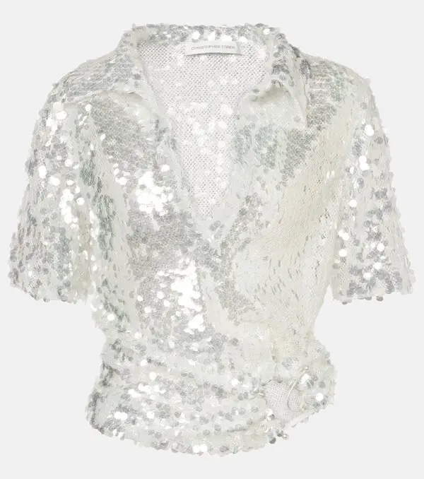 Christopher Esber Sequined Polo Shirt - Silver