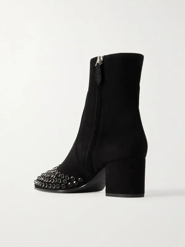 Alaïa Crystal-embellished Suede Ankle Boots