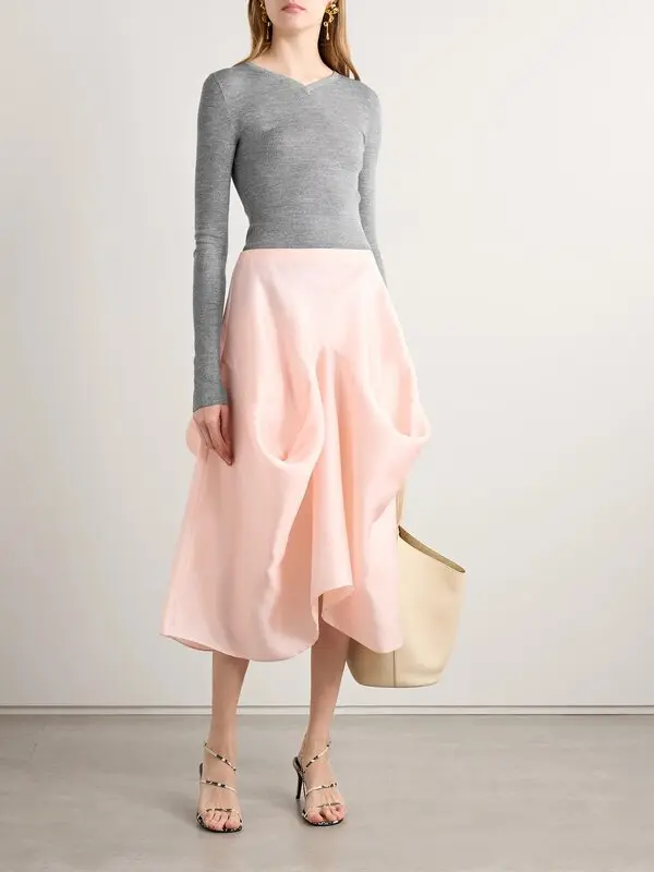 Khaite Tania Ribbed Wool-blend V-neck Top