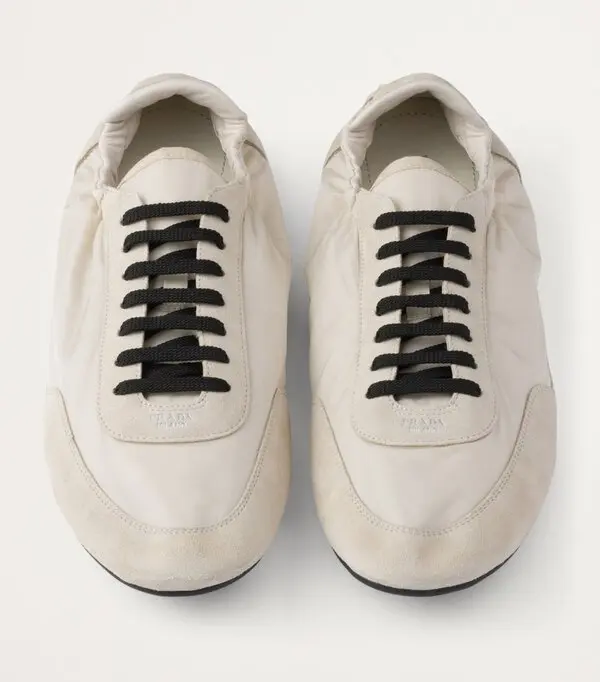 Prada Re-nylon And Suede Collapse Sneakers - Neutral