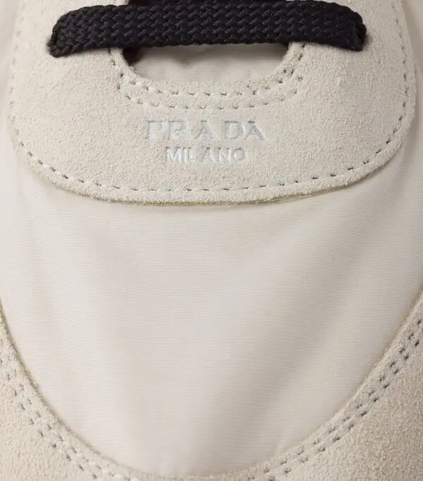 Prada Re-nylon And Suede Collapse Sneakers - Neutral