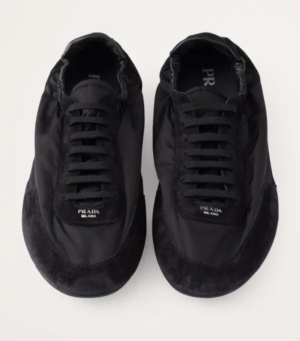 Prada Re-nylon And Suede Sneakers - Black