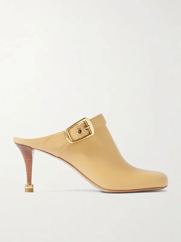 Chloé Andrea Buckled Leather Mules - Brown