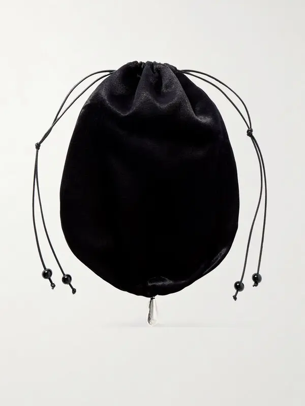 SOPHIE BUHAI Teardrop Embellished Satin Pouch - Black