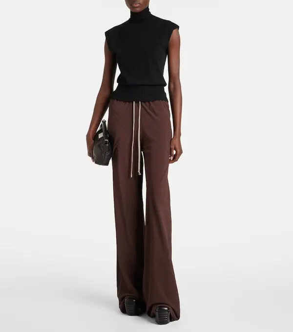 Rick Owens Dietrich Drawstring Crepe Cady Straight Pants