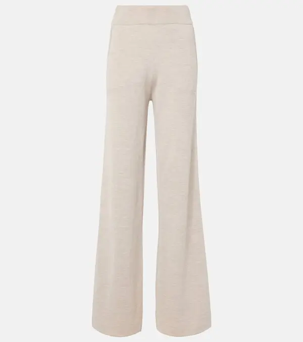 Max Mara Wilma Knitted Wool Wide-leg Trousers - Beige