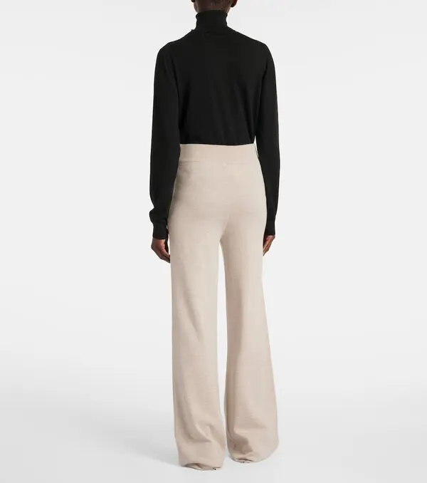 Max Mara Wilma Knitted Wool Wide-leg Trousers - Beige