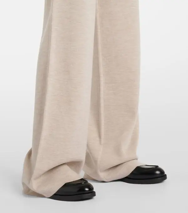 Max Mara Wilma Knitted Wool Wide-leg Trousers - Beige