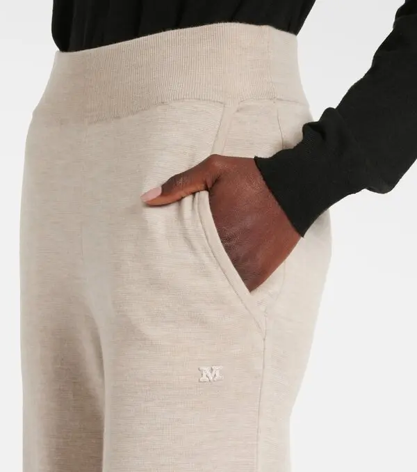 Max Mara Wilma Knitted Wool Wide-leg Trousers - Beige