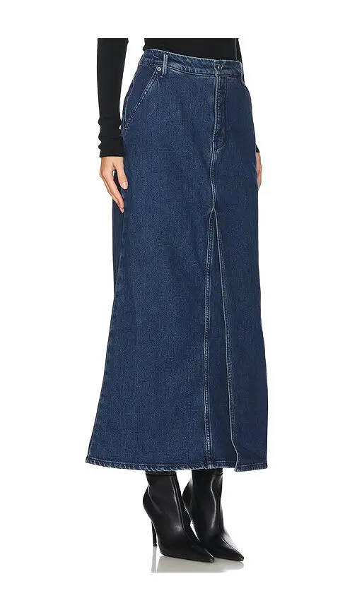 Good American Fit And Flare Denim Maxi Skirt