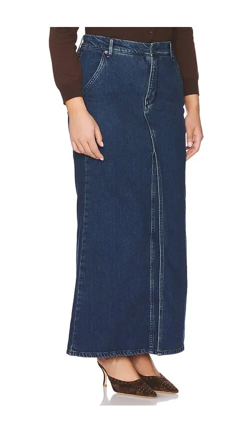 Good American Fit And Flare Denim Maxi Skirt