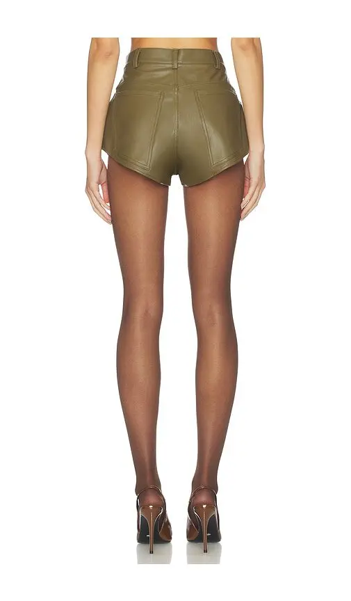 Lapointe Stretch Faux Leather Mini Short - Olive
