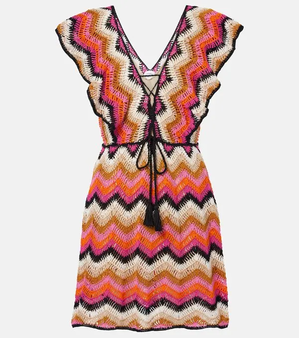 Anna Kosturova Melissa Cotton Crochet Minidress - Multicoloured