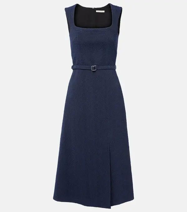 EMILIA WICKSTEAD Pinah Cotton-blend Bouclé Midi Dress - Blue