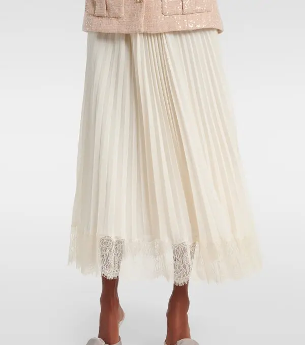 SELF-PORTRAIT Sequined Bouclé And Chiffon Midi Dress