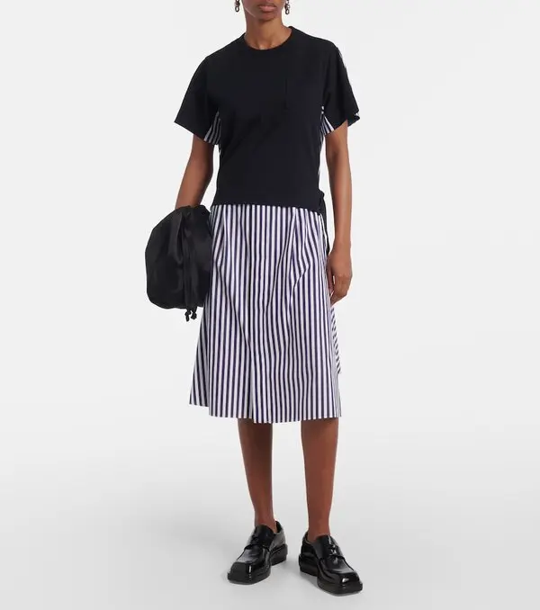 Sacai Striped Cotton Shirt Dress