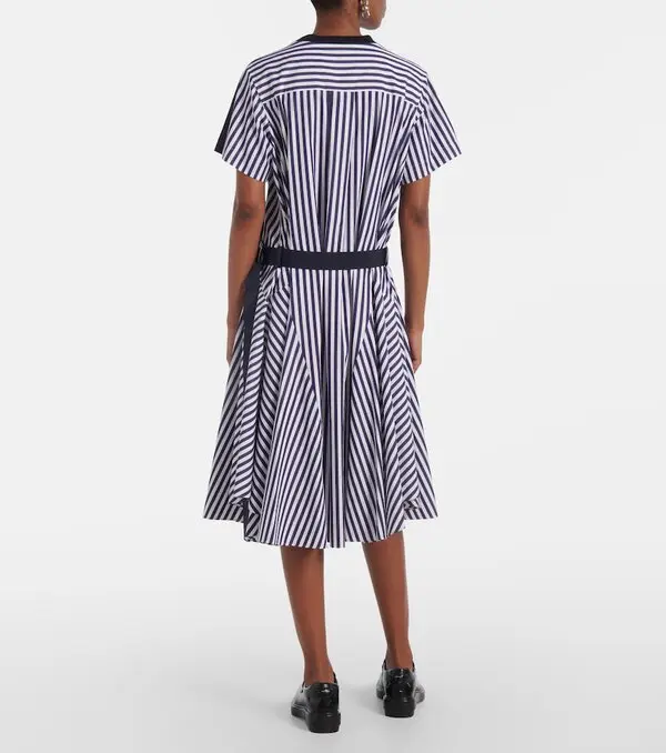 Sacai Striped Cotton Shirt Dress
