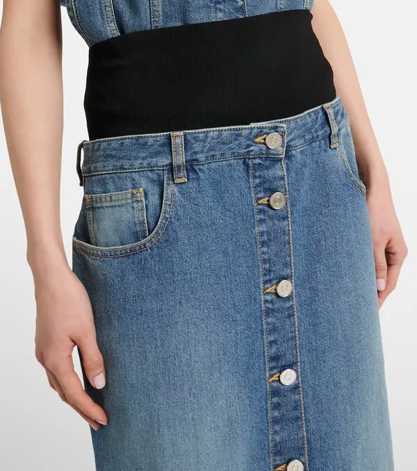 Alaïa Denim Maxi Skirt