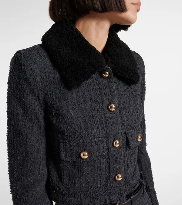 SELF-PORTRAIT Embellished Cropped Denim Jacket