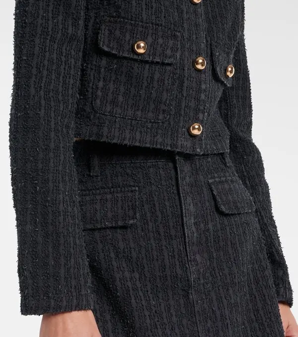 SELF-PORTRAIT Embellished Cropped Denim Jacket