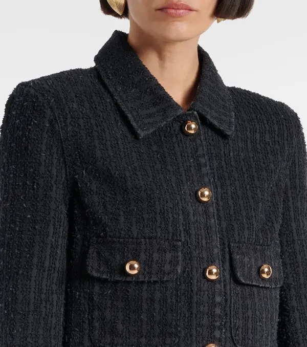 SELF-PORTRAIT Embellished Cropped Denim Jacket