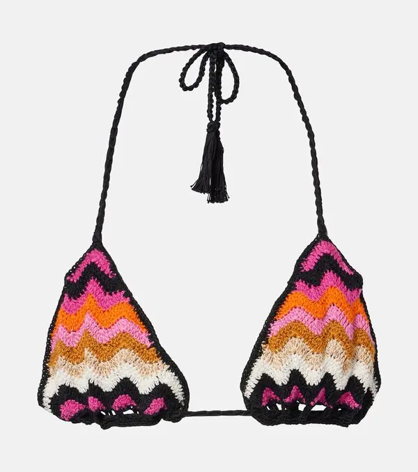 Anna Kosturova Crochet Striped Bikini Top - Multicoloured
