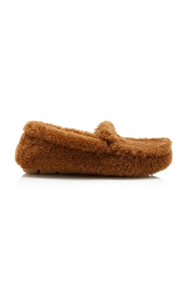 Prada Shearling Driving Loafers - Brown