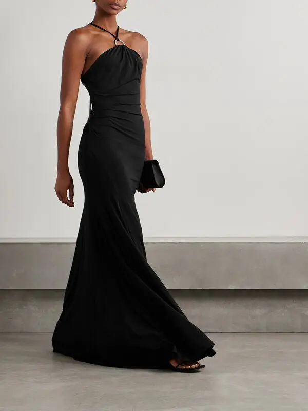 Tove Mika Embellished Stretch-knit Halterneck Maxi Dress