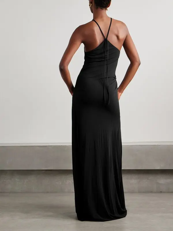 Tove Mika Embellished Stretch-knit Halterneck Maxi Dress