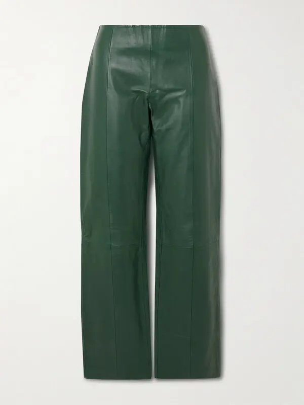 ST. AGNI Paneled Leather Straight-leg Trousers