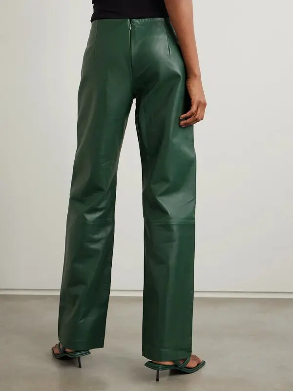 ST. AGNI Paneled Leather Straight-leg Trousers