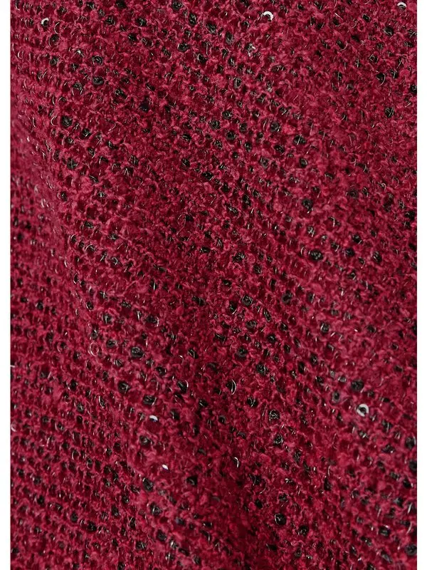 Alessandra Rich Cropped Sequinned Tweed Jacket - Red