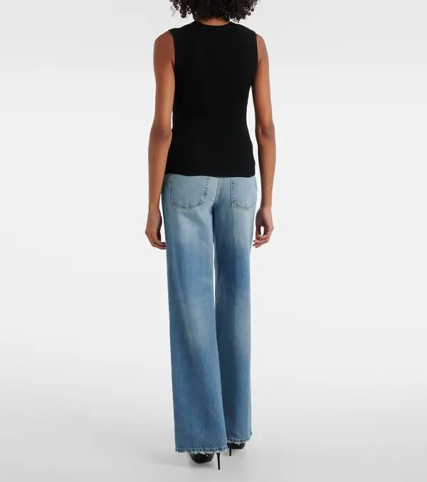 Veronica Beard Sid Ribbed-knit V-neck Top
