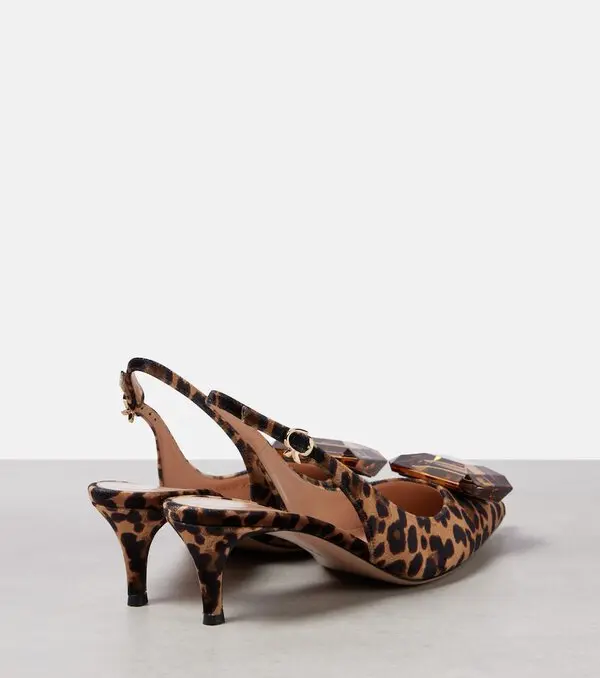 GIANVITO ROSSI Jaipur 55 Leopard-print Velvet Slingback Pumps