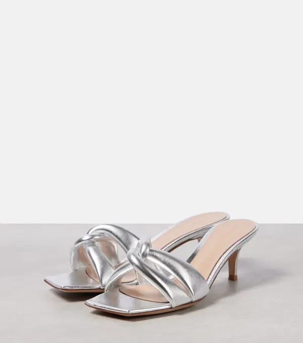 GIANVITO ROSSI Metallic Leather Mules
