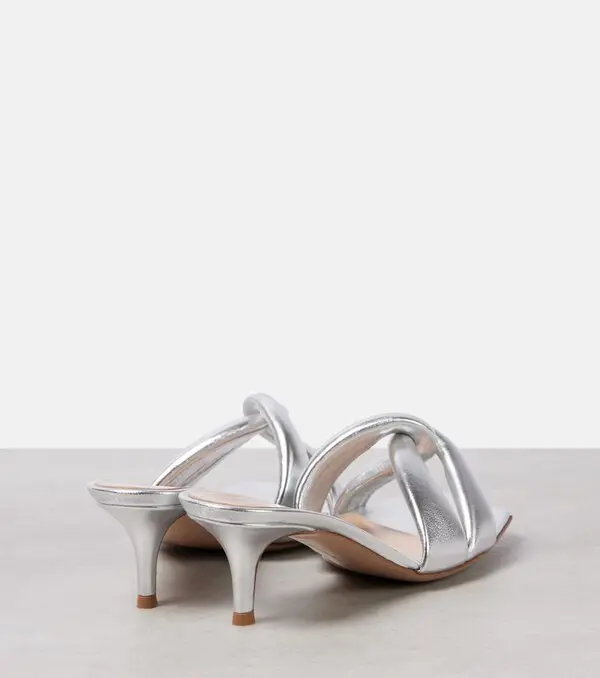 GIANVITO ROSSI Metallic Leather Mules